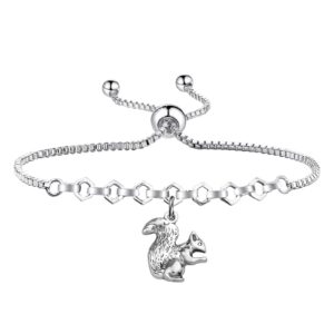 UJIMS Squirrel Gift Squirrel Lover Bracelet with Inspirational Message Card Animal Lover Gift for Women Best Friend (Squirrel Bracelet Card)