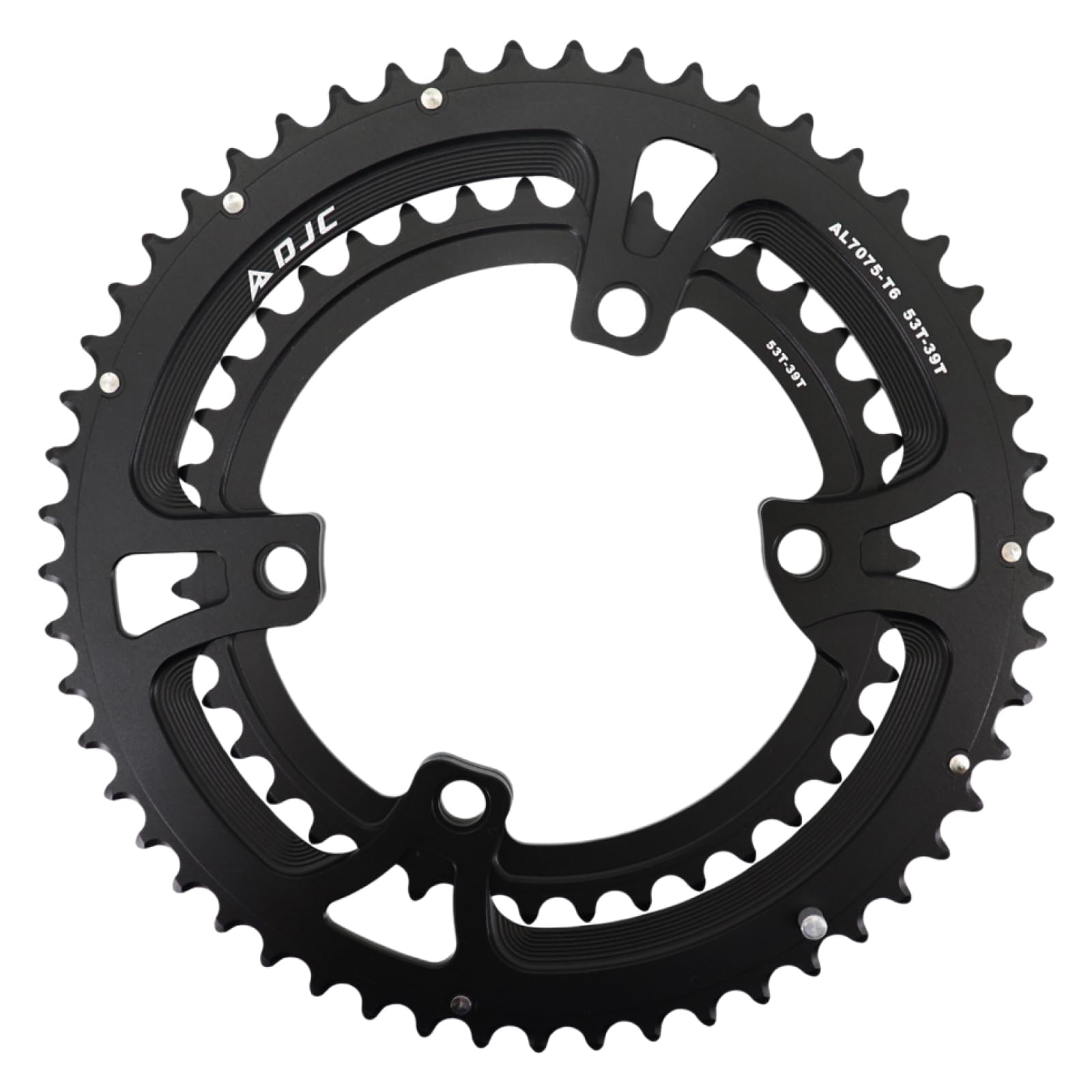 DJC Road Bike Chainring 110BCD 4 Arms Round 2X Chainring Double 52t 36t for Shimano 4700 5800 6800 9000 R7000 R8000 R9100 (Round 52-36T)