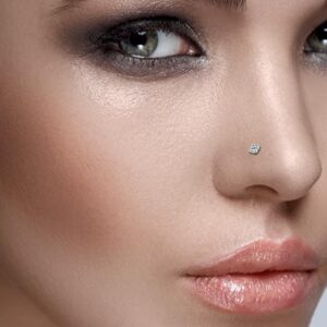 Yaalozei 18g Nose Rings studs for Women Straight Nose ring Surgical Stainless Steel Nose Rings Bar Earrings Pin Bone Stud Diamond Opal Nostril Nose Piercing Jewelry Men Silver Rose Gold Black Rainbow