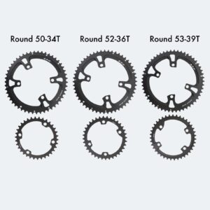 DJC Road Bike Chainring 110BCD 4 Arms Round 2X Chainring Double 52t 36t for Shimano 4700 5800 6800 9000 R7000 R8000 R9100 (Round 52-36T)