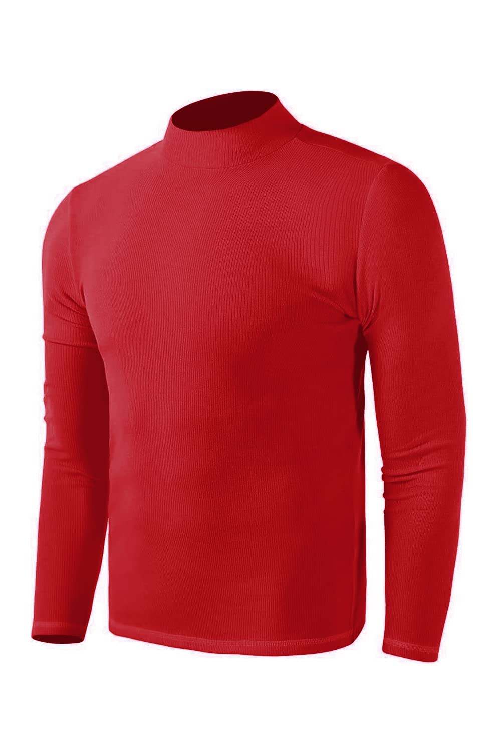 Mock Turtleneck for Men Thermal(Red,XL)