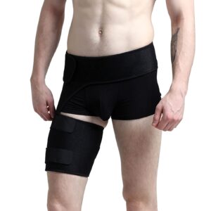 hip brace and groin support, adjustable groin support bandage breathable unisex hip thigh support sciatica relief wrap groin support adjustable hamstring compression sleeve fits men and women