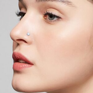 Yaalozei 18g Nose Rings studs for Women Straight Nose ring Surgical Stainless Steel Nose Rings Bar Earrings Pin Bone Stud Diamond Opal Nostril Nose Piercing Jewelry Men Silver Rose Gold Black Rainbow