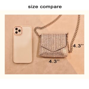 Mini Purse Rhinestone Silver Clutch Evening Bags Diamond Glitter for Women Bling Sparkly Crystal Handbag Wedding Event (silver)