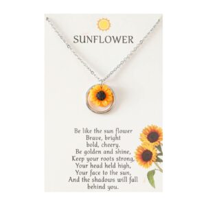 kilener sunflower necklaces for women inspirational sunflower gifts for women christmas birthday gift for daughter best friends motivation sunflower necklace