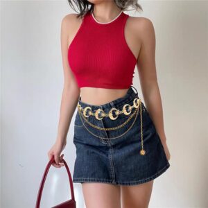 Multilayer Sun Moon Chain Belt Metal Waist Chain Belt Gold Silver Chain Belt for Women Belly Chain Belt Bohemia Body Jewelry