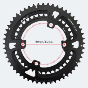 DJC Road Bike Chainring 110BCD 4 Arms Round 2X Chainring Double 52t 36t for Shimano 4700 5800 6800 9000 R7000 R8000 R9100 (Round 52-36T)