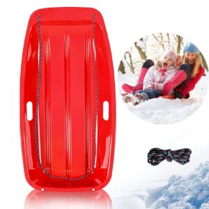 35“plastic snow sled, sleds for kids and adults with handles （1-pack）