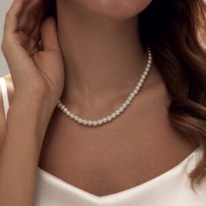 Zeffy Pearl Necklace for Women, 6MM Dainty Round Imitation Pearl Choker Necklace Wedding Pearl Necklace Delicate Jewelry for Women Simple Bridesmaid Jewelry Gifts