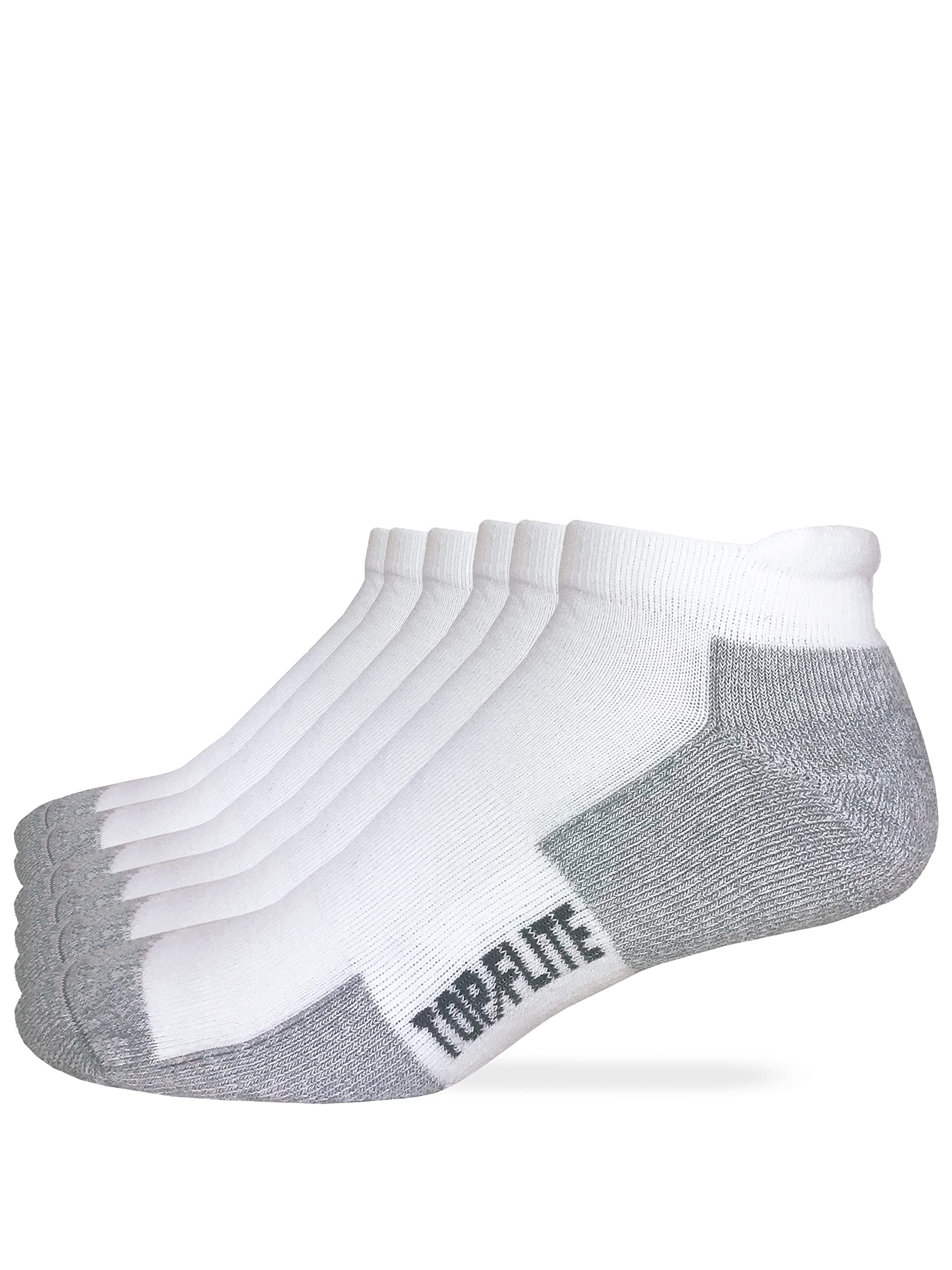 Top Flite Mens Womens Moisture Wicking Seamless Toe Heel Tab Sport Socks 6 Pair Pack (White, Medium)