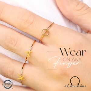 Sorority Shop Kappa Alpha Theta Stacking Ring Set - Adjustable Rings with 18k Gold Plating