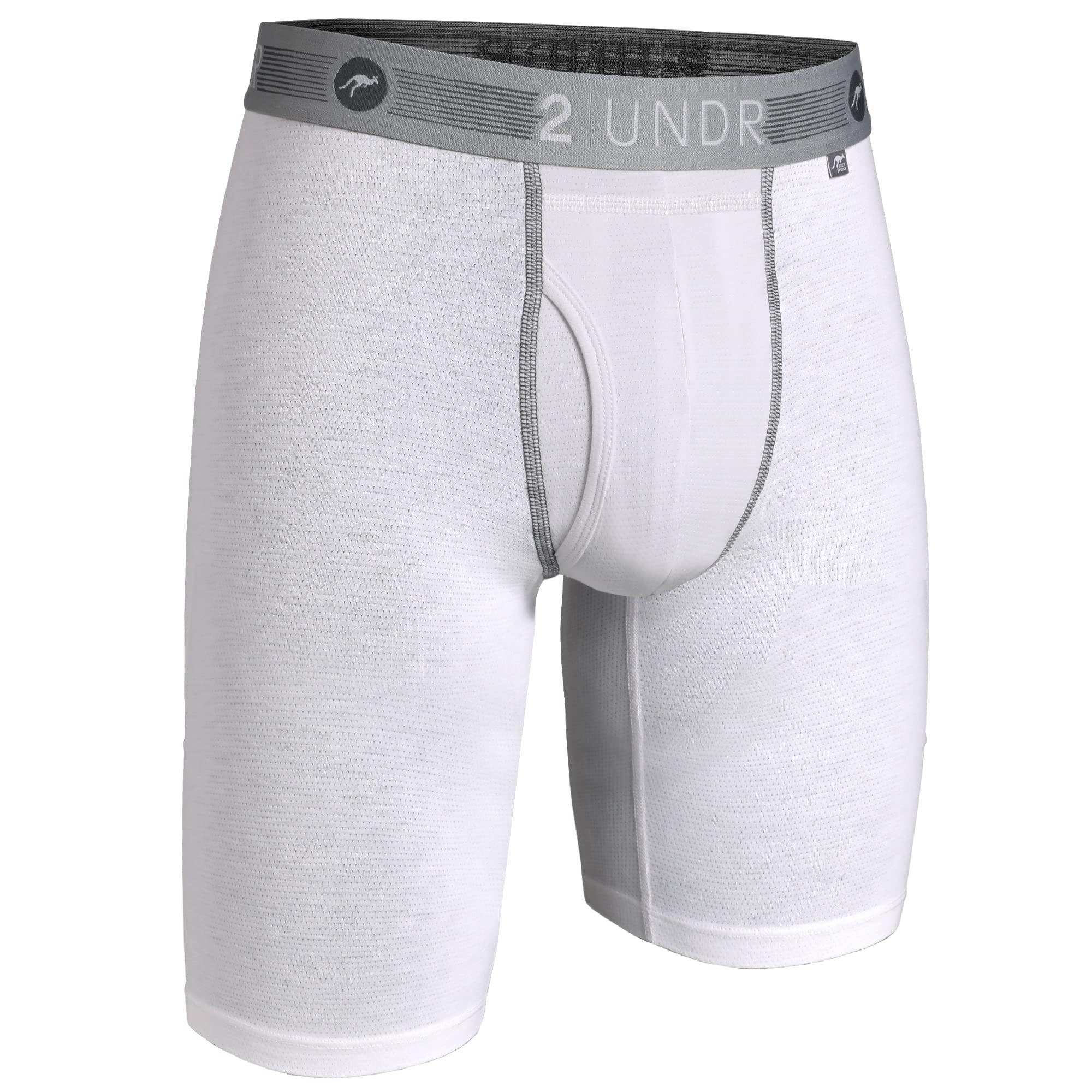 2UNDR Men's Flow Shift 9" Long Leg Underwear (White, Large)