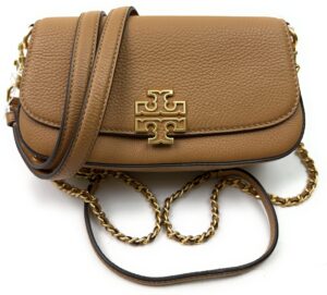 tory burch britten convertible crossbody bag with gold hardware (tiramisu)