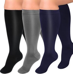 diu life 3 pairs plus size compression socks for women and men wide calf extra knee high support for circulation