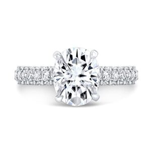 kiara gems 2.80 carat oval moissanite engagement ring wedding eternity band vintage solitaire halo setting silver jewelry anniversary promise vintage ring gift for her (9.5)