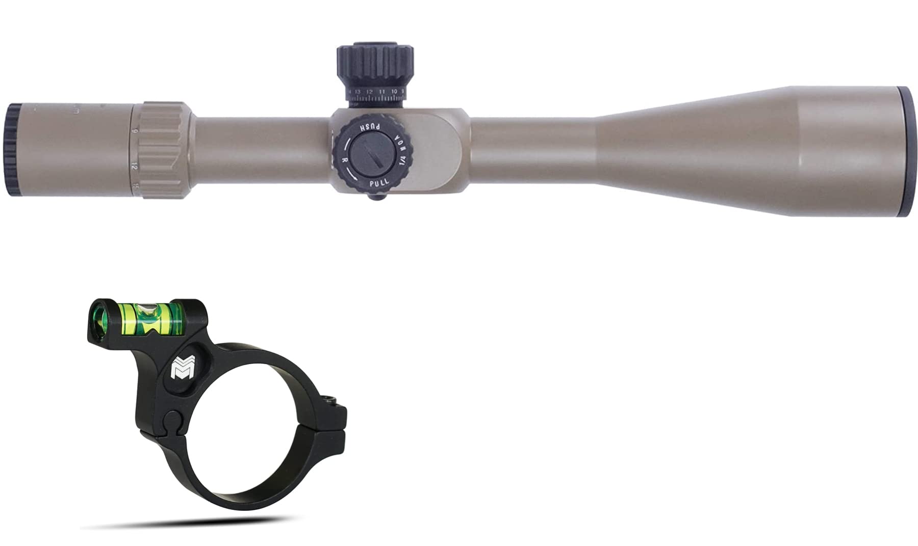 Monstrum G3 6-24x50 FFP Rifle Scope | Flat Dark Earth | Monstrum Rifle Scope Level Bubble | 30 mm Diameter | Bundle