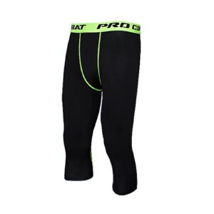 ss color fish men 3/4 compression pants athletic baselayer workout legging running tights for men green