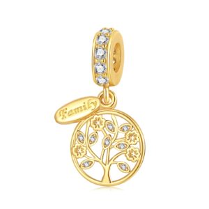 phclasy gold family tree charms for bracelets and necklaces 925 sterling silver i love you pendant bead birthday valentine's day jewelry gifts for women