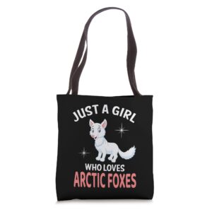 just a girl who loves arctic foxes i kids i girl fox tote bag