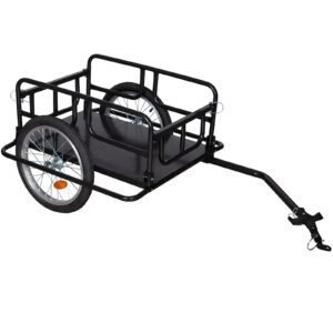 polar aurora bike cargo trailer w/universal bicycle coupler, 16'' wheels, foldable bicycle cart wagon for carrying groceries, luggage, tools