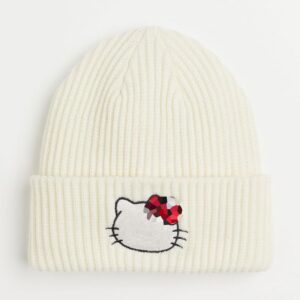 Ohjijinn Anime Beanie Cute Kawaii Beanie Knit Hats, Funny Beanie Hat Winter Skiing Slouchy Warm Cap, Soft Headwear for Women Girls (White)