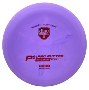 discmania d-line p2 flex 1 disc golf putter 173-176g – flex 1 plastic, softer grippier disc golf putter (colors may vary)