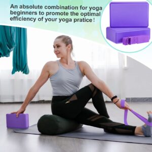 18 Pcs Yoga Block and Yoga Strap Set EVA Foam Yoga Blocks 9 x 6 x 3 Inches Non Slip Yoga Brick 8 ft Yoga Straps for Stretching D Ring Strap for Yoga Pilates Fitness Workout Exercise (Multicolor)