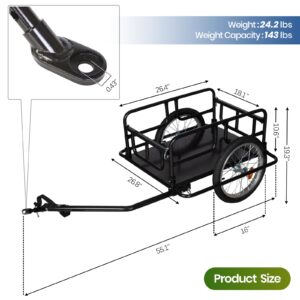 Polar Aurora Bike Cargo Trailer w/Universal Bicycle Coupler, 16'' Wheels, Foldable Bicycle Cart Wagon for Carrying Groceries, Luggage, Tools