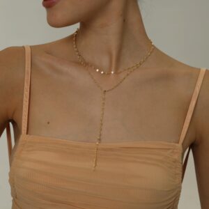 Awvialy Layered Gold Necklaces for Women Dainty Long Gold Necklace 14k Gold Plated Lips Y Chain Necklace Simple Gold lariat Necklace Aesthetic Drop Necklace Cute Choker Necklaces Trendy Gold Jewelry