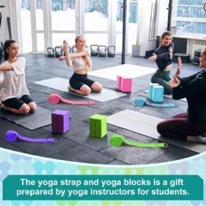 18 Pcs Yoga Block and Yoga Strap Set EVA Foam Yoga Blocks 9 x 6 x 3 Inches Non Slip Yoga Brick 8 ft Yoga Straps for Stretching D Ring Strap for Yoga Pilates Fitness Workout Exercise (Multicolor)