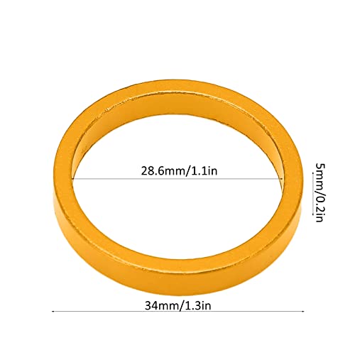 Kadimendium Bike Front Fork Gasket, Bicycle Headset Washer Aluminum Alloy Light Weight for Road Bike 28.6mm Tube(Gold)