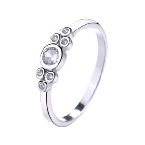 amy & annette sterling silver round ring with crystals from genuine - great gift idea for every occasion - size (7 / 21mm l x 2mm w)