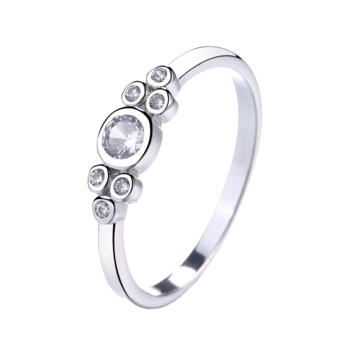 Amy & Annette Sterling Silver Round Ring with Crystals from Genuine - Great Gift Idea for Every Occasion - Size (7 / 21mm L x 2mm W)