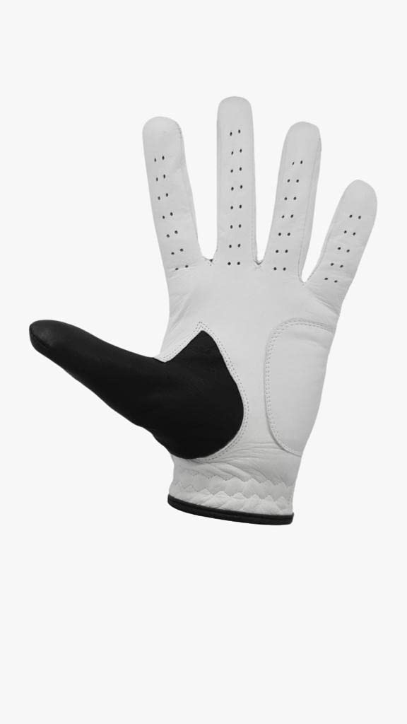 PIGEON WEDGE Leather Golf Glove for Men, Right Handed Golfers, White, Comfortable Design, Maximum Grip, All Weather Golfing Glove, Worn On Left Hand, Breathable, Durable, Gift for Golfers