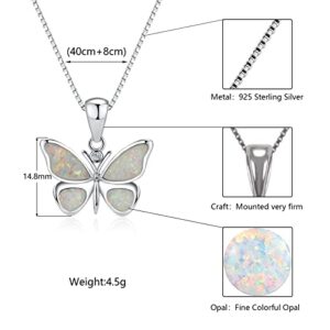 CocoButterFly 925 Sterling Silver Opal Lady Butterfly Necklace, 925 Sterling Silver Exquisite Butterfly Lady Pendant, Birthday Christmas Gift for Wife, Girlfriend and Mother (White)