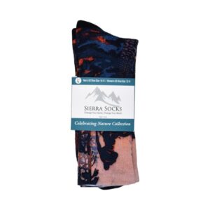 Sierra Socks Mud Bike Pattern CoolMax Socks, Nature Collection for Men & Women Colorful Crew Socks