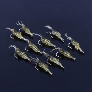 yosoo health gear fishing lures, 10pcs shrimp simulation soft prawn lure bait hook tackle bass fishing lures