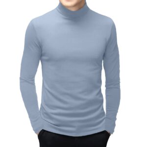 men's t shirt long sleeve basic mock turtleneck slim fit undershirt pullover thermal solid tops