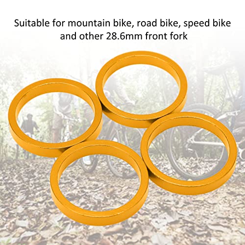 Kadimendium Bike Front Fork Gasket, Bicycle Headset Washer Aluminum Alloy Light Weight for Road Bike 28.6mm Tube(Gold)