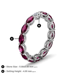 Oval Shape Moissanite & Rhodolite Garnet 4.82 ctw Set In Gorgeous Drape Like Basket Setting Eternity Stackable ring 14K Yellow Gold-9.0