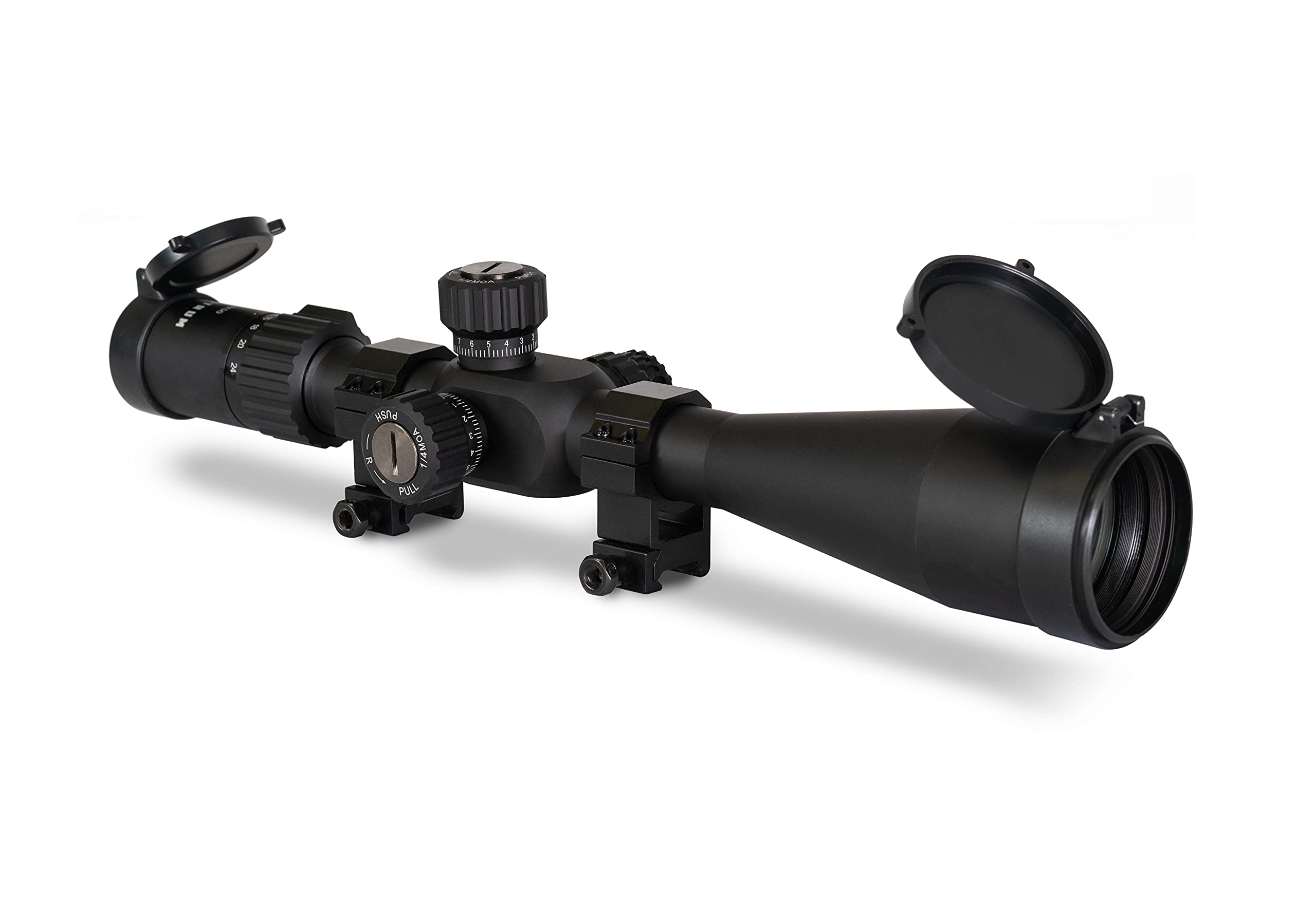 Monstrum G3 6-24x50 FFP Rifle Scope | Rifle Scope Level Bubble | 30 mm Diameter | 44-A Throw Lever | SS-H Scope Sunshade | Bundle