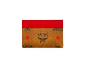 mcm women's brown spectrum diamond rainbow logo visetos card holder