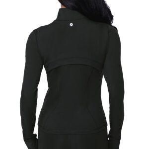 90 Degree By Reflex Womens Full Zip High-Low Running Track Jacket - Black Interlink - Large