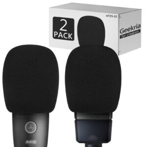 geekria for creators foam windscreen compatible with akg p120, p220, p420, p820, c3000, c414 xls, c414 xlii microphone antipop foam cover, mic wind cover, sponge foam filter (black / 2 pack)