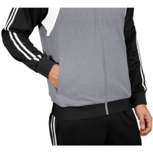 Sun Lorence Men's Athletic Running Tracksuit Set Casual Full Zip Jogging Sweat Suit GreyBlack Large