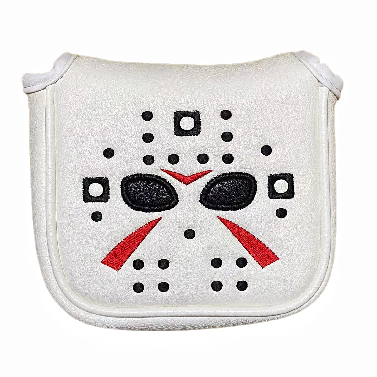 Golf Putter Cover White Mallet Putter Headcover Magnetic Hockey Golf Club Cover Headcover for All Brand 5.51" Width, 5.11" Width