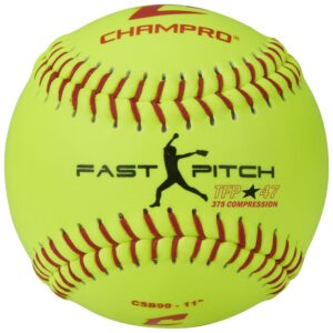 champro 11” unaffiliated practice fastpitch softballs, optic yellow leather cover, pack of 12