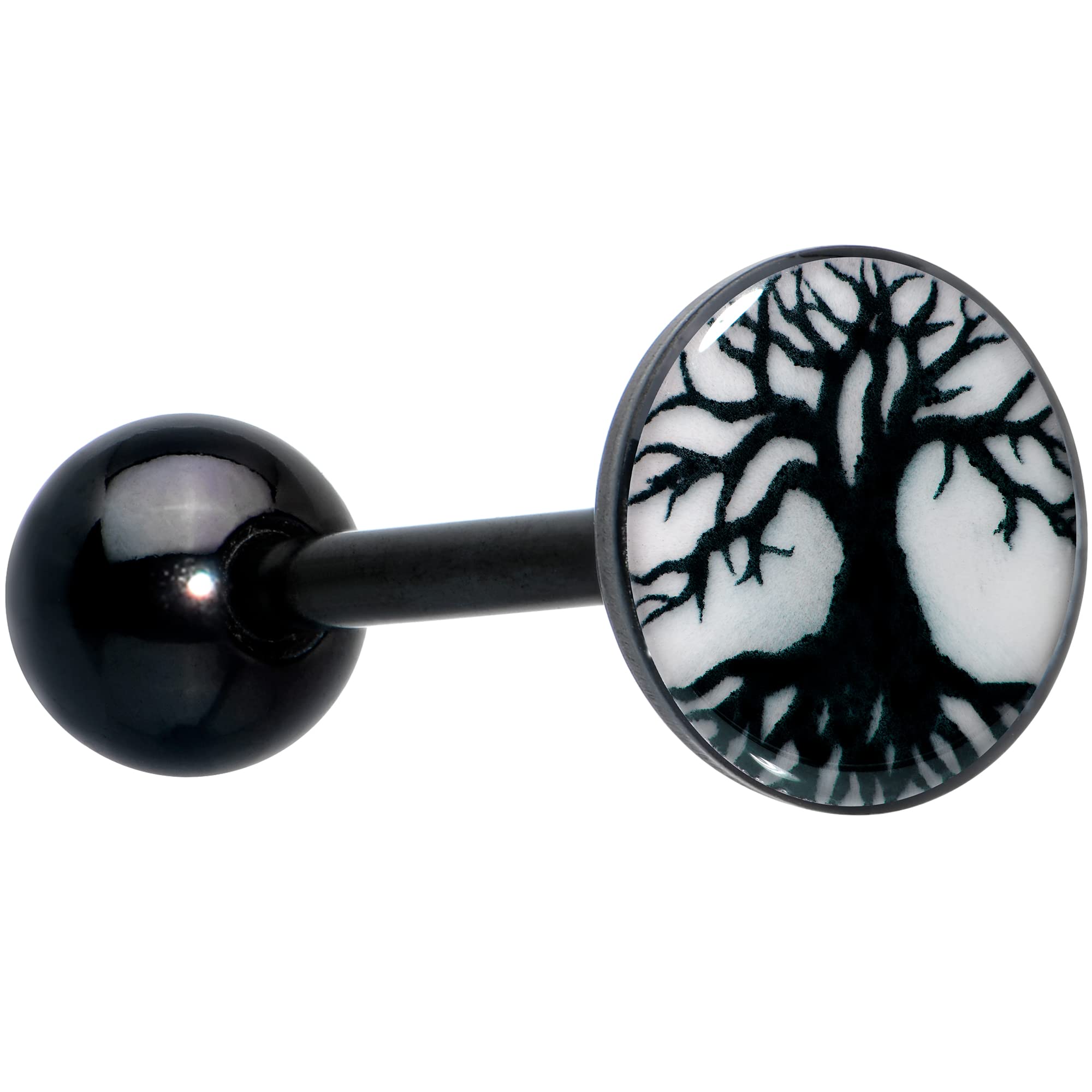 Body Candy 14G Women Anodized Black Glow in Dark Tree of Life Barbell Tongue Ring Body Piercing Jewelry 5/8”