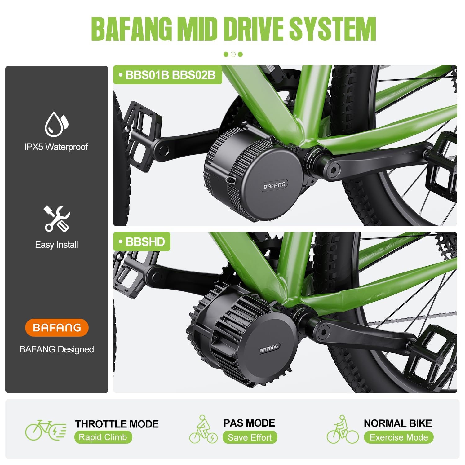 BAFANG 750W Mid Drive Kit with Downtube Battery 48V17.5Ah, BBS02 48V 750W Ebike Conversion Motor Kits with 500C Display&52T Chainring Electric Bike Conversion Kit-Fit BB68-73mm Bike