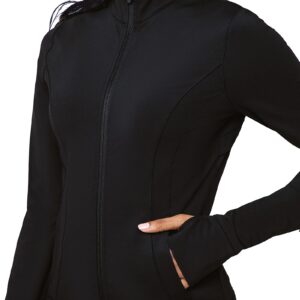 90 Degree By Reflex Womens Full Zip High-Low Running Track Jacket - Black Interlink - Large